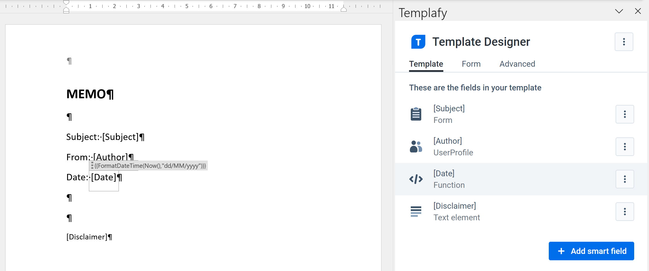 How To Create Smart Fields In Word Templafy Help Center