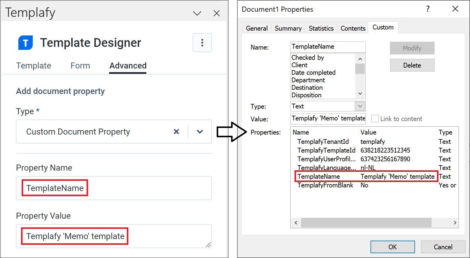 How to set a custom document property in the metadata of a template – Templafy Help center