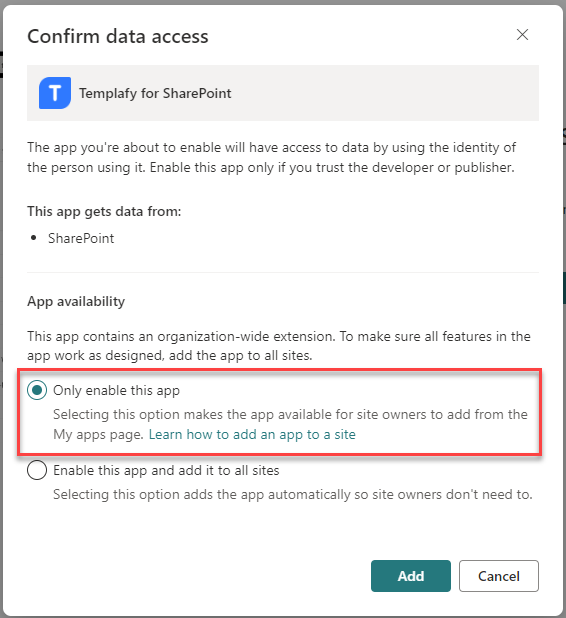 How to enable SharePoint App Connector – Templafy Help center