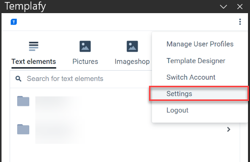 Accessing your Templafy add-in settings – Templafy Help center