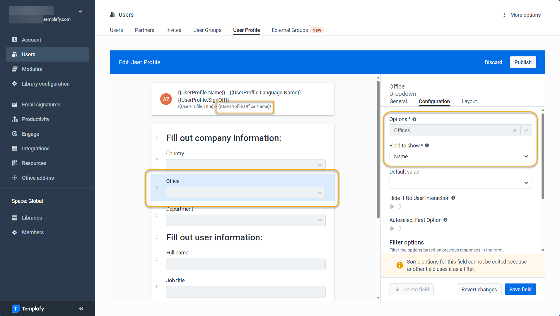 Editing the header of a User Profile – Templafy Help center