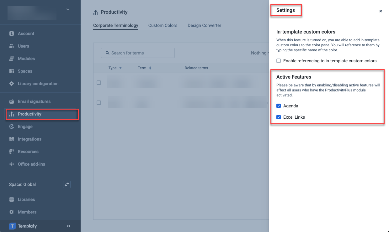 how-to-enable-and-disable-agenda-and-excel-links-templafy-help-center