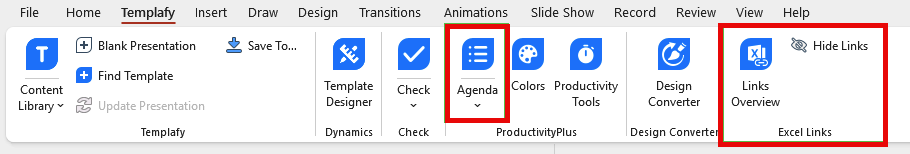 How to enable and disable Agenda and Excel Links – Templafy Help center
