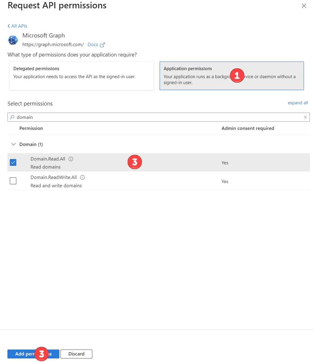 Update Graph API permissions to retrieve domain's MX record for SMTP communication with Exchange ...