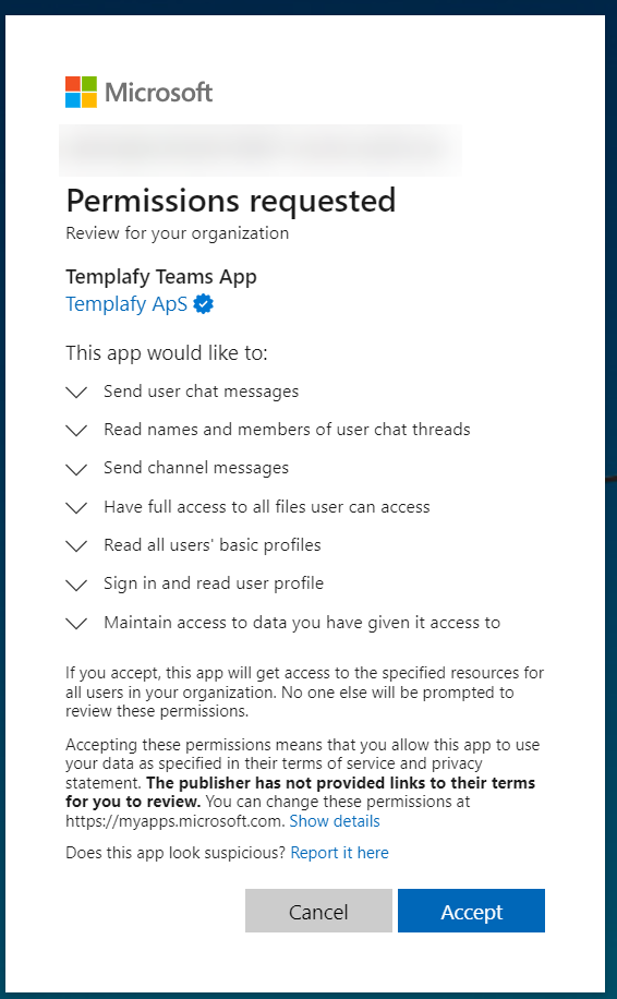 Teams App Connector Permissions – Templafy Help center