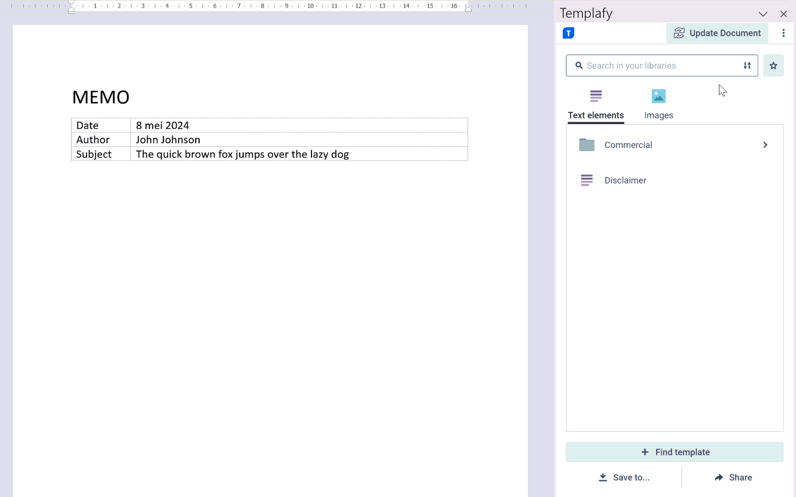 How to use Update Document – Templafy Help center