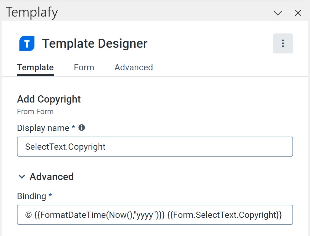 How to show copyright and disclaimer text in the document language set ...
