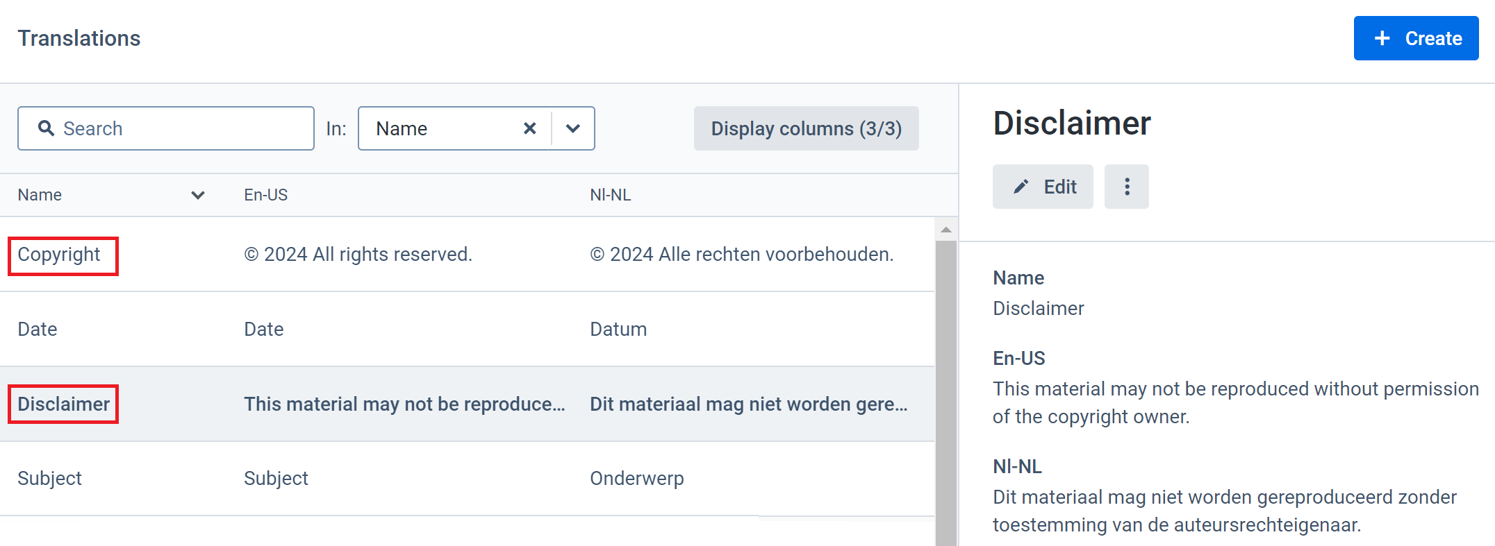 How to show copyright and disclaimer text in the document language set ...