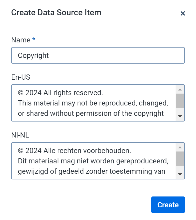 How to show copyright and disclaimer text in the document language set ...