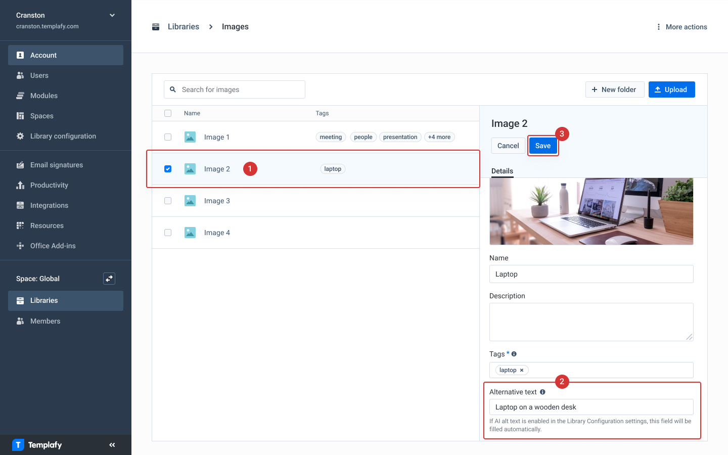 How to use alternative text in Libraries – Templafy Help center