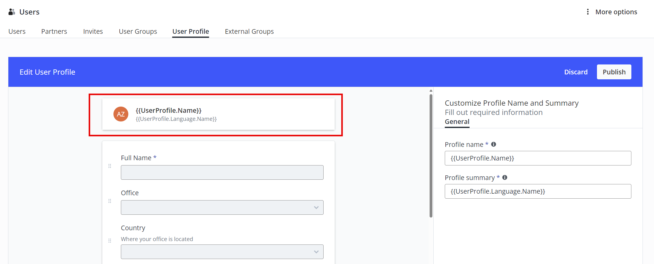 Editing the header of a User Profile – Templafy Help center