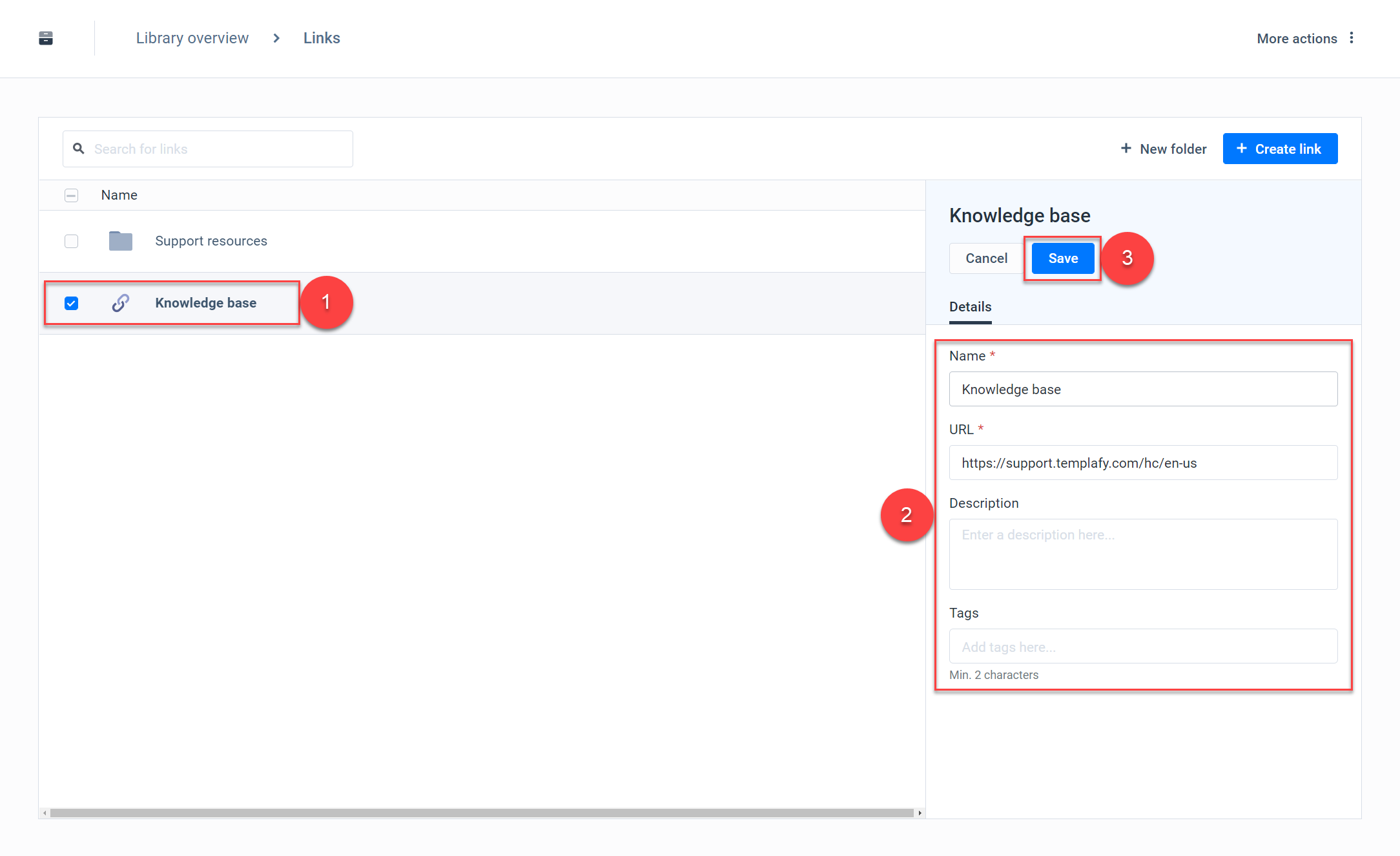 How to add links (URL) to the Library – Templafy Help center