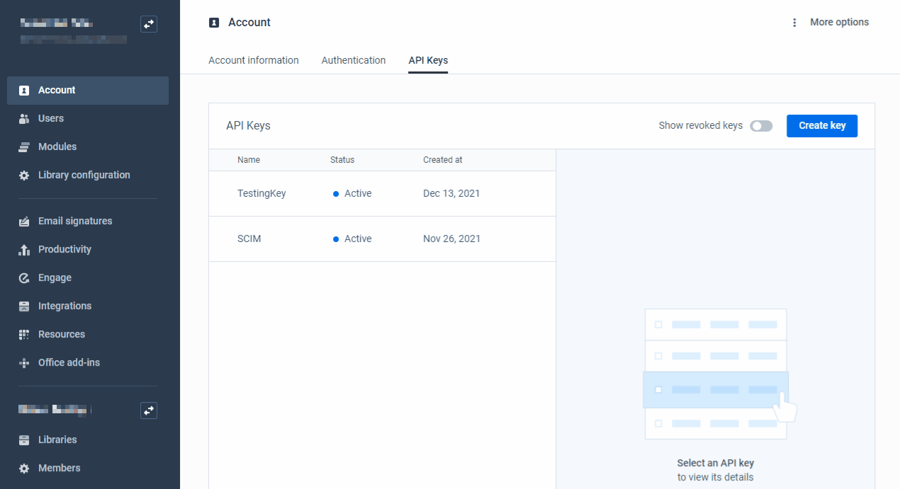 API Keys – Templafy Help center