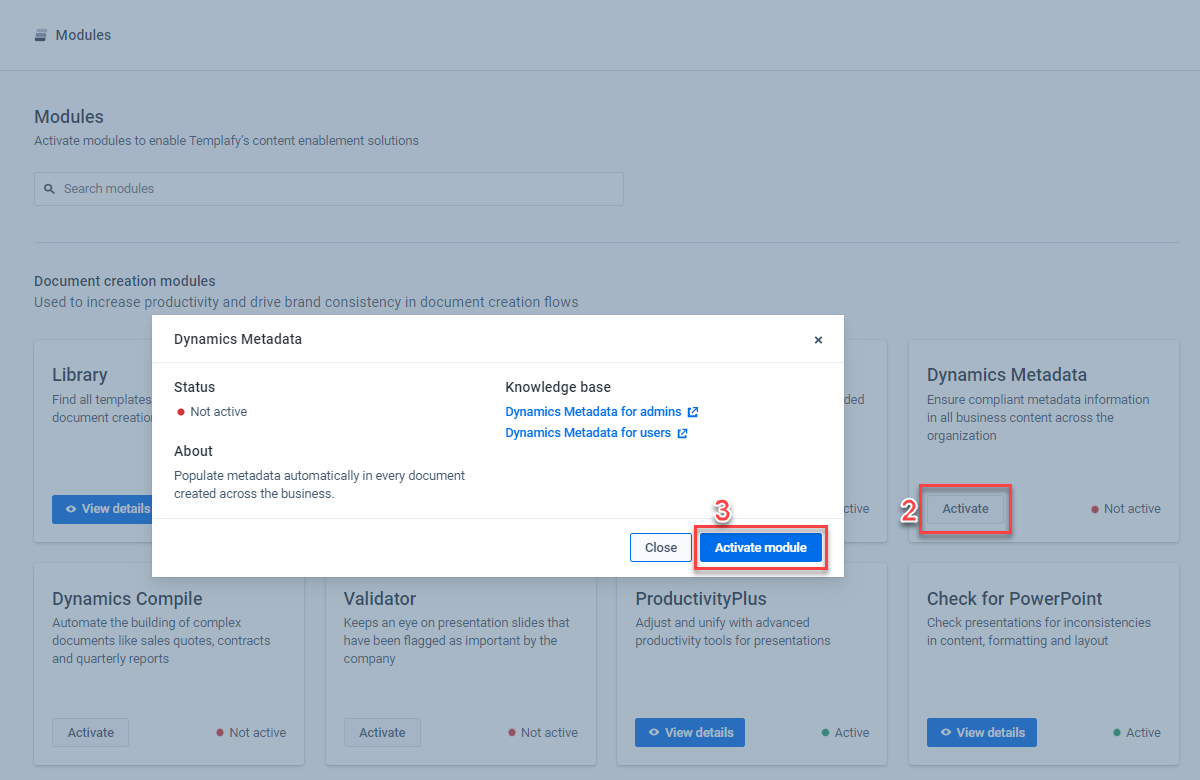 How to activate and deactivate modules – Knowledge Base